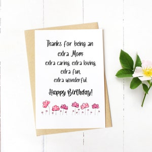 Bonus Mom Birthday Card, Bonus Mom Gift, Stepmom Card, Stepmother ...