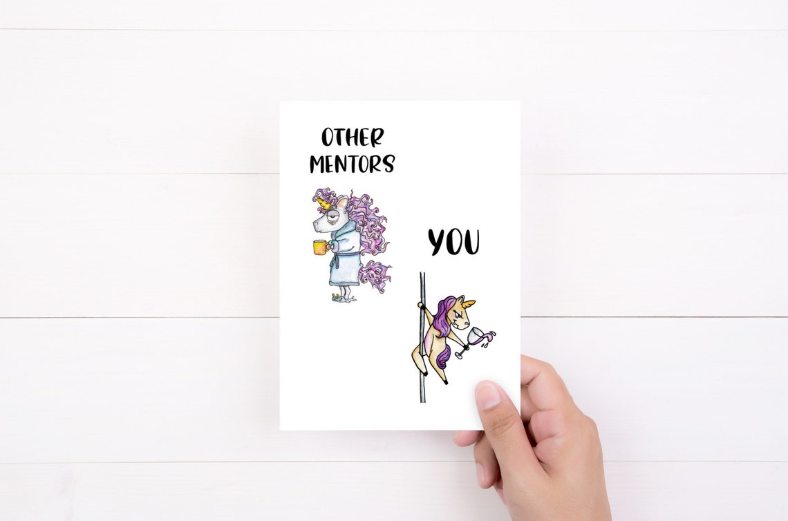 Mentor Card, Funny Thank You Message, Funny Mentor Gifts, Unicorn ...