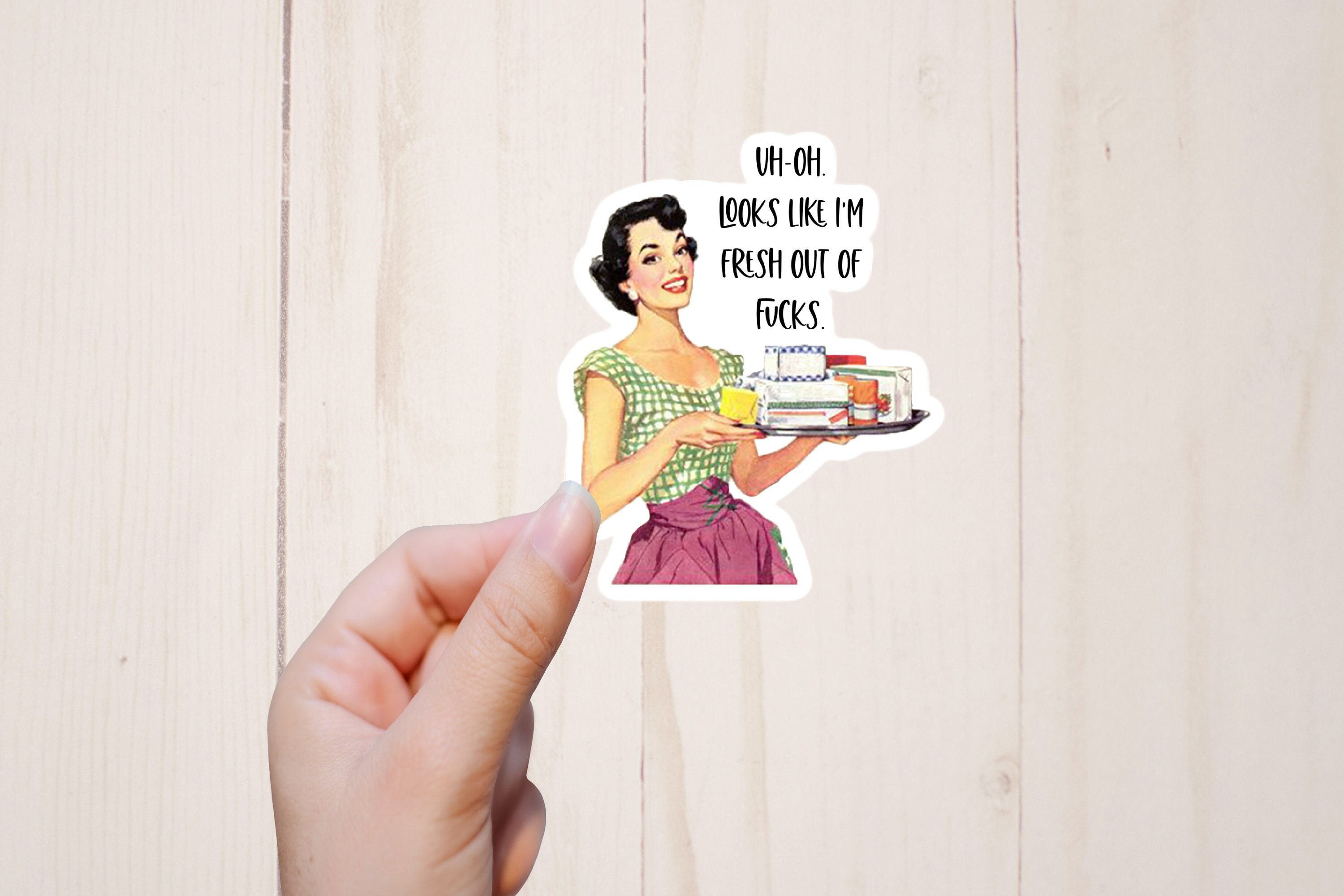 Funny Inappropriate Sticker Retro Housewife Fresh Out of - Etsy
