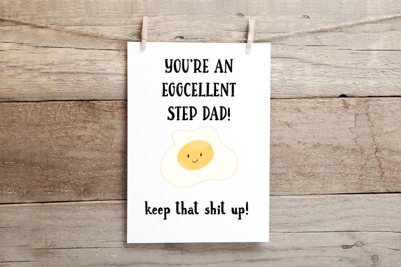 Funny Card for Step Dad You're an Eggcellent Step Dad - Etsy
