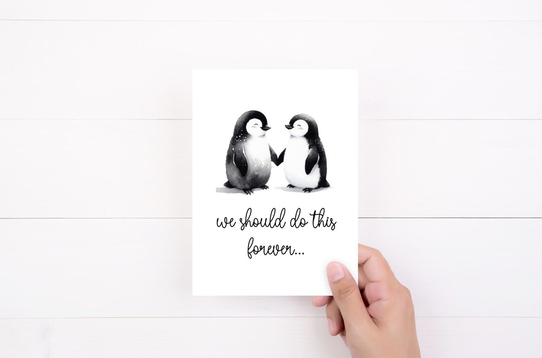 Penguin Love Card, Cute Valentines Card, Anniversary Cards - Etsy