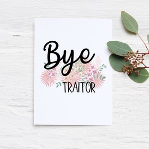 Bye Traitor, Coworker Leaving Card, Co-worker Going Away Card, Card for ...