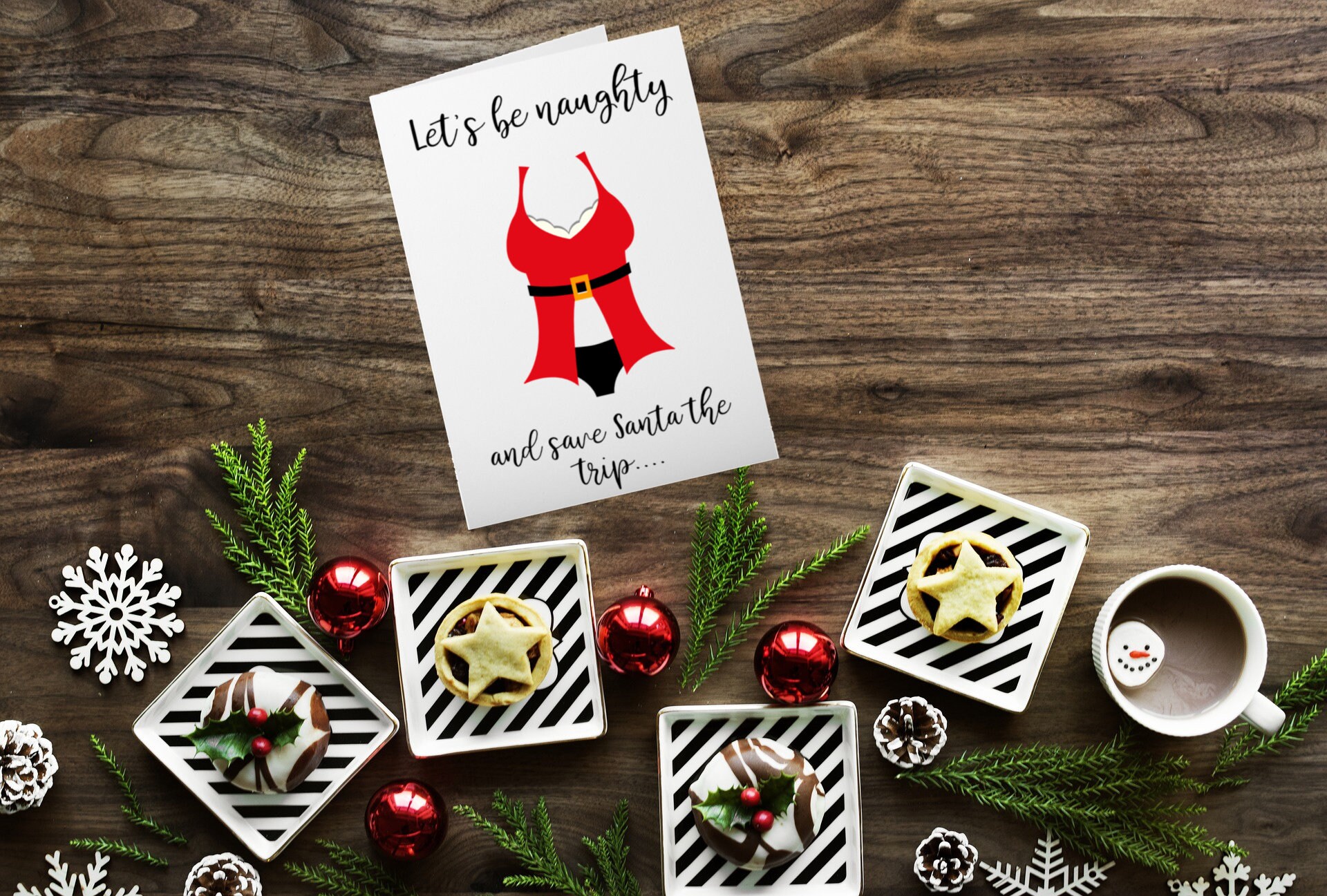 Adult Christmas Card Let's Be Naughty Holiday Card for - Etsy