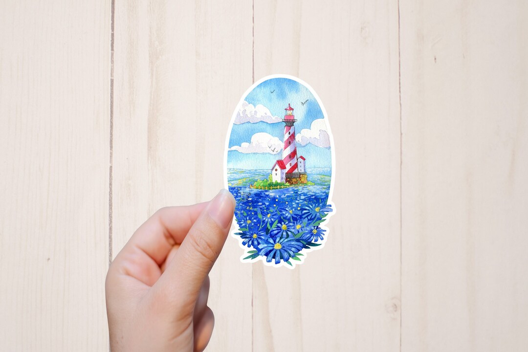 Lighthouse Sticker, Watercolor Lighthouse, Aesthetic Stickers, Scenic ...