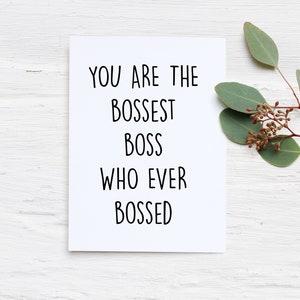 Boss Card, Funny Boss Appreciation Day Card, Sarcastic Cards, Card From ...