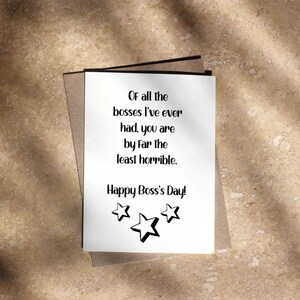 Funny Boss Appreciation Card, Boss's Day Card, Least Horrible Boss Gag ...