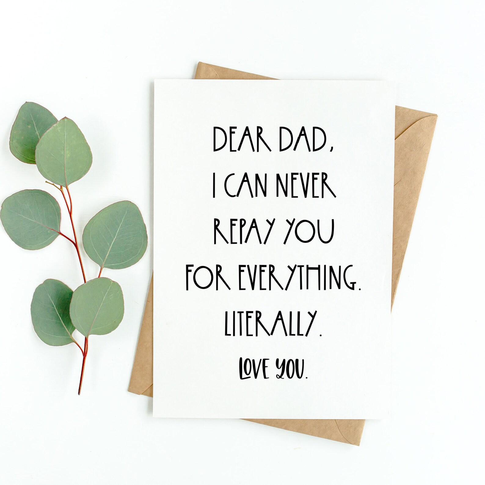 Dear Dad Card I Can Never Repay You Literally Sarcastic | Etsy
