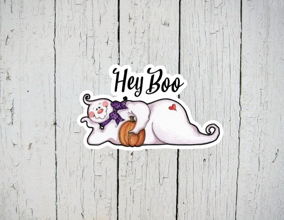Hey Boo Sticker Cute Ghost Sticker Halloween Stickers | Etsy