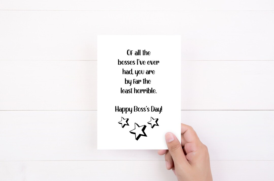 Funny Boss Appreciation Card, Boss's Day Card, Least Horrible Boss Gag ...