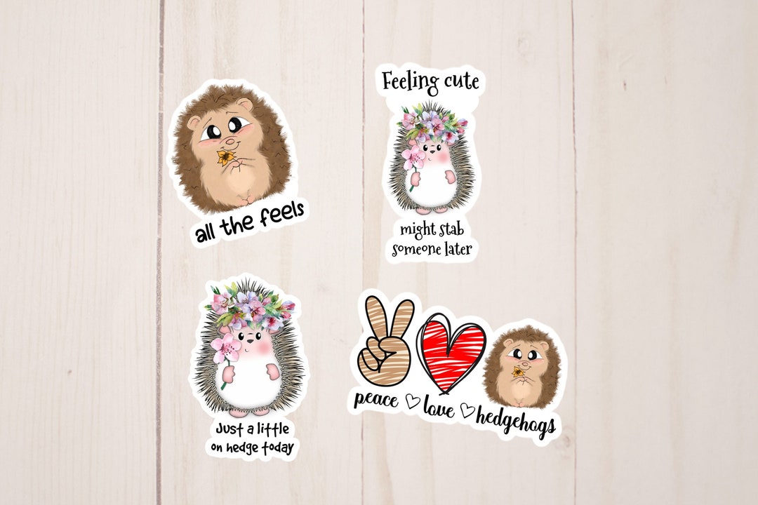 Sticker Set, Hedgehog Stickers Bundle, Feeling Cute, Cute Stickers ...