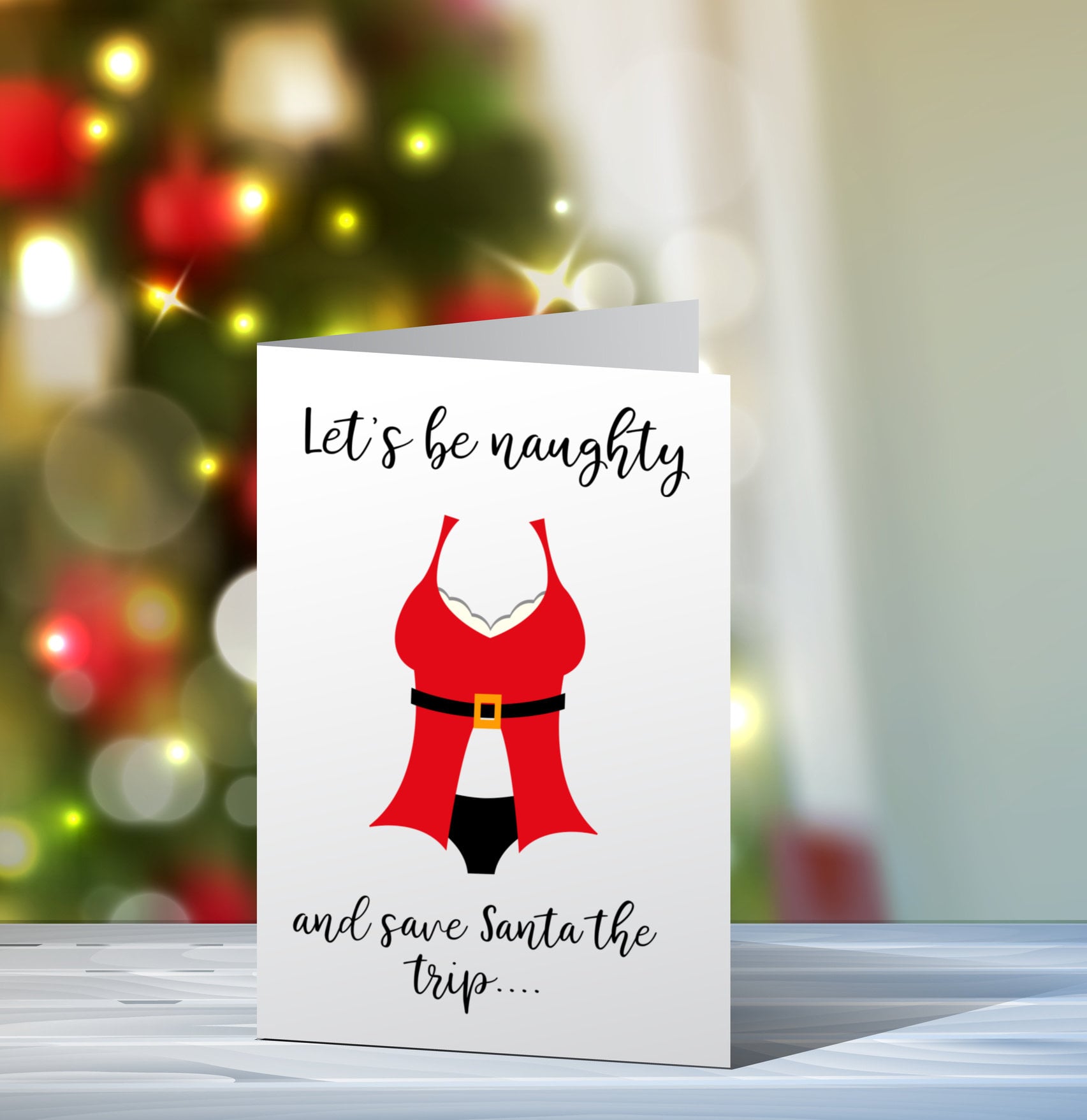 Adult Christmas Card Let's Be Naughty Holiday Card for - Etsy