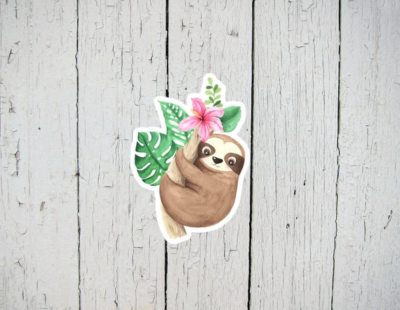 Cute Sloth Sticker Sloth Gifts Laptop Stickers Tropical | Etsy