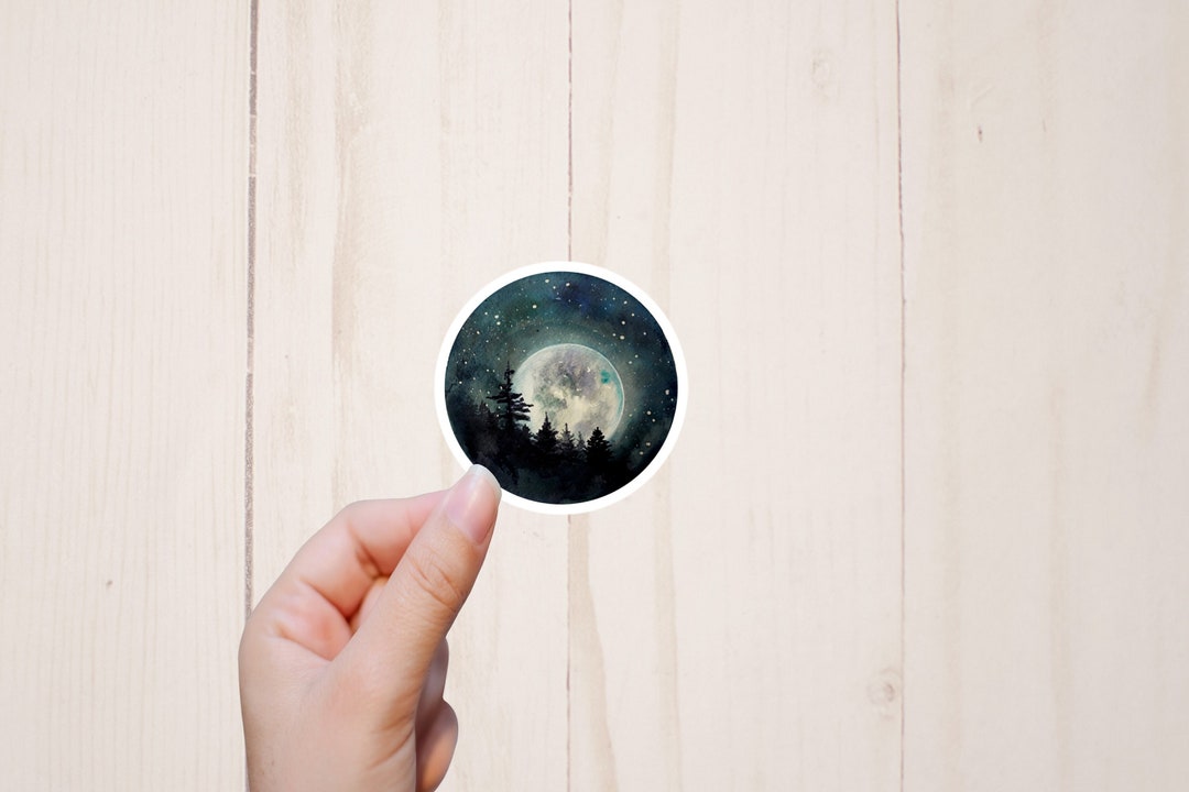 Moon Vinyl Sticker, Cool Stickers, Laptop Stickers, Water Resistant ...
