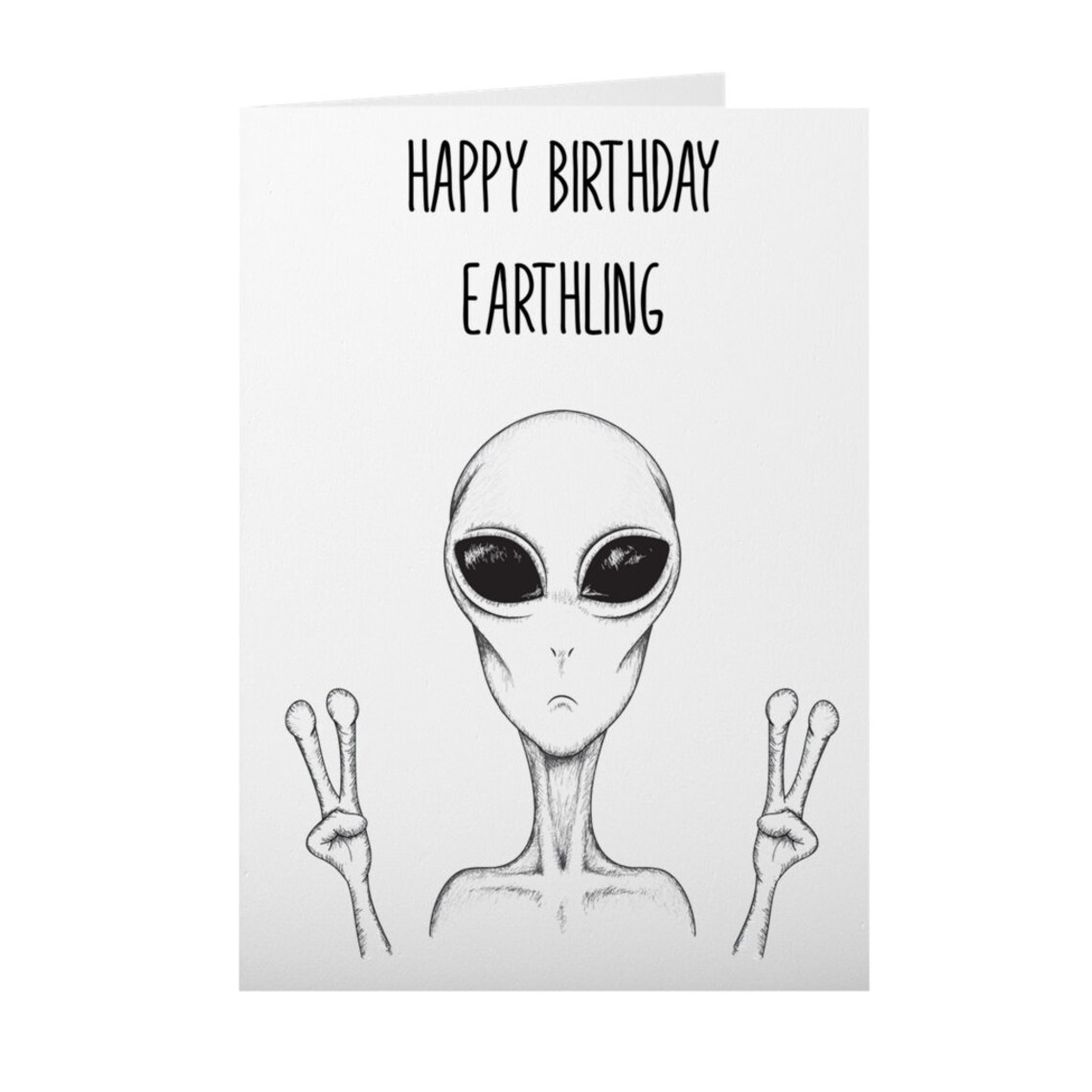 Happy Birthday Earthling Card Funny Alien Birthday Card | Etsy