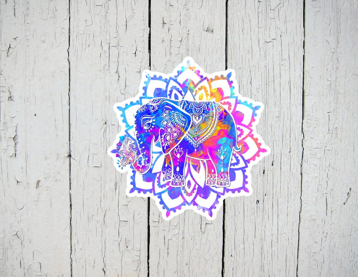 Elephant Mandala Sticker Aesthetic Stickers Waterproof - Etsy