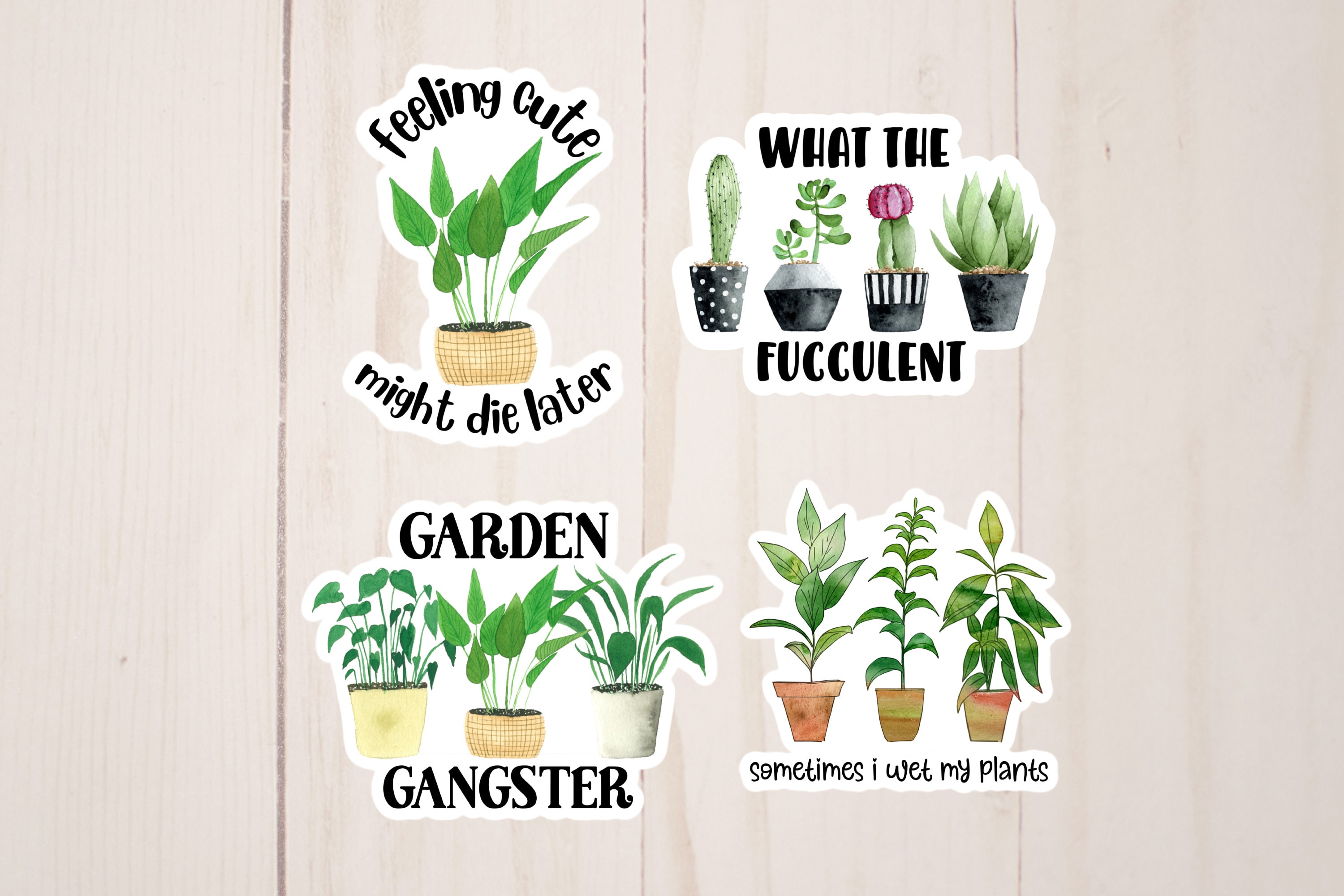 Plant Sticker Pack Funny Plant Stickers Plant Mom | Etsy