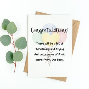 Baby Card, Screaming and Crying, Congratulations Baby Card, Push Card ...
