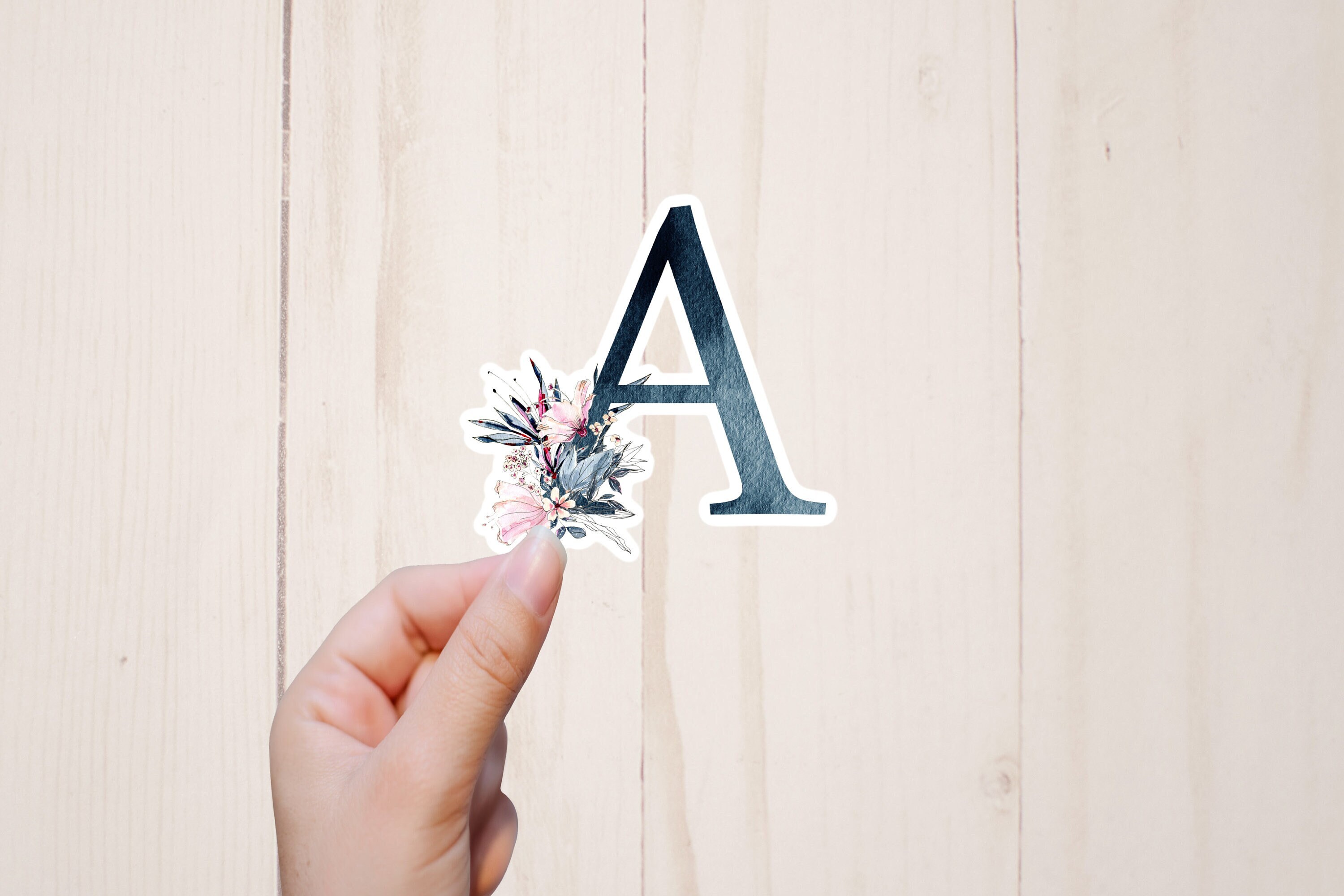Initial Sticker Single Initial Decals Flower Initial - Etsy
