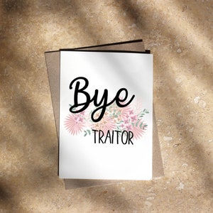 Bye Traitor, Coworker Leaving Card, Co-worker Going Away Card, Card for ...