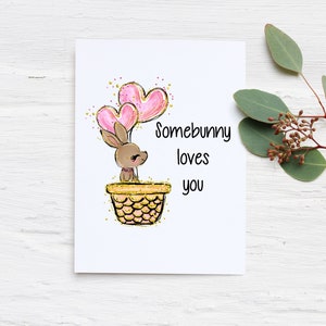 Somebunny Loves You Card, Bunny Rabbit I Love You Greeting Card, Bunny ...