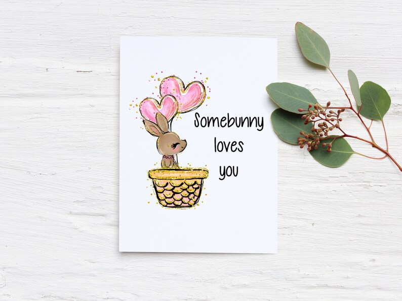Somebunny Loves You Card Bunny Rabbit I Love You Greeting - Etsy