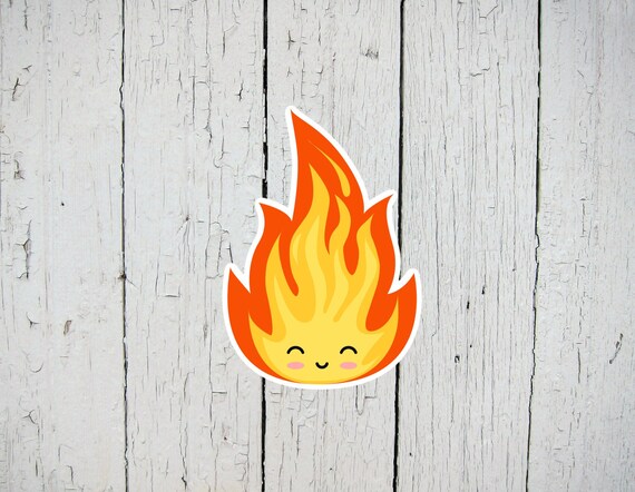 Fire Sticker Cute Kawaii Flame Sticker Cool Stickers | Etsy