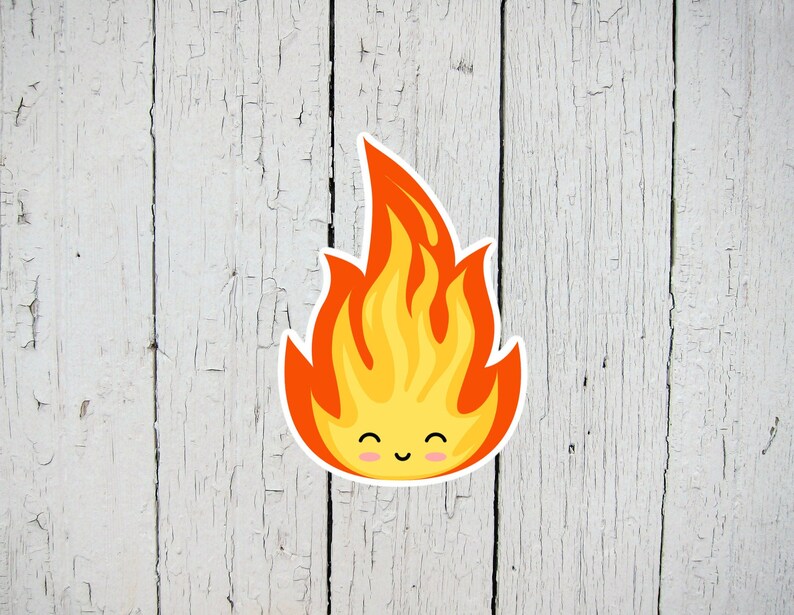 Fire Sticker Cute Kawaii Flame Sticker Cool Stickers | Etsy