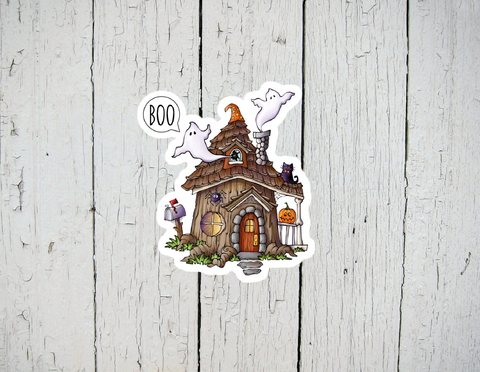 Haunted House Sticker Halloween Stickers Water Resistant - Etsy