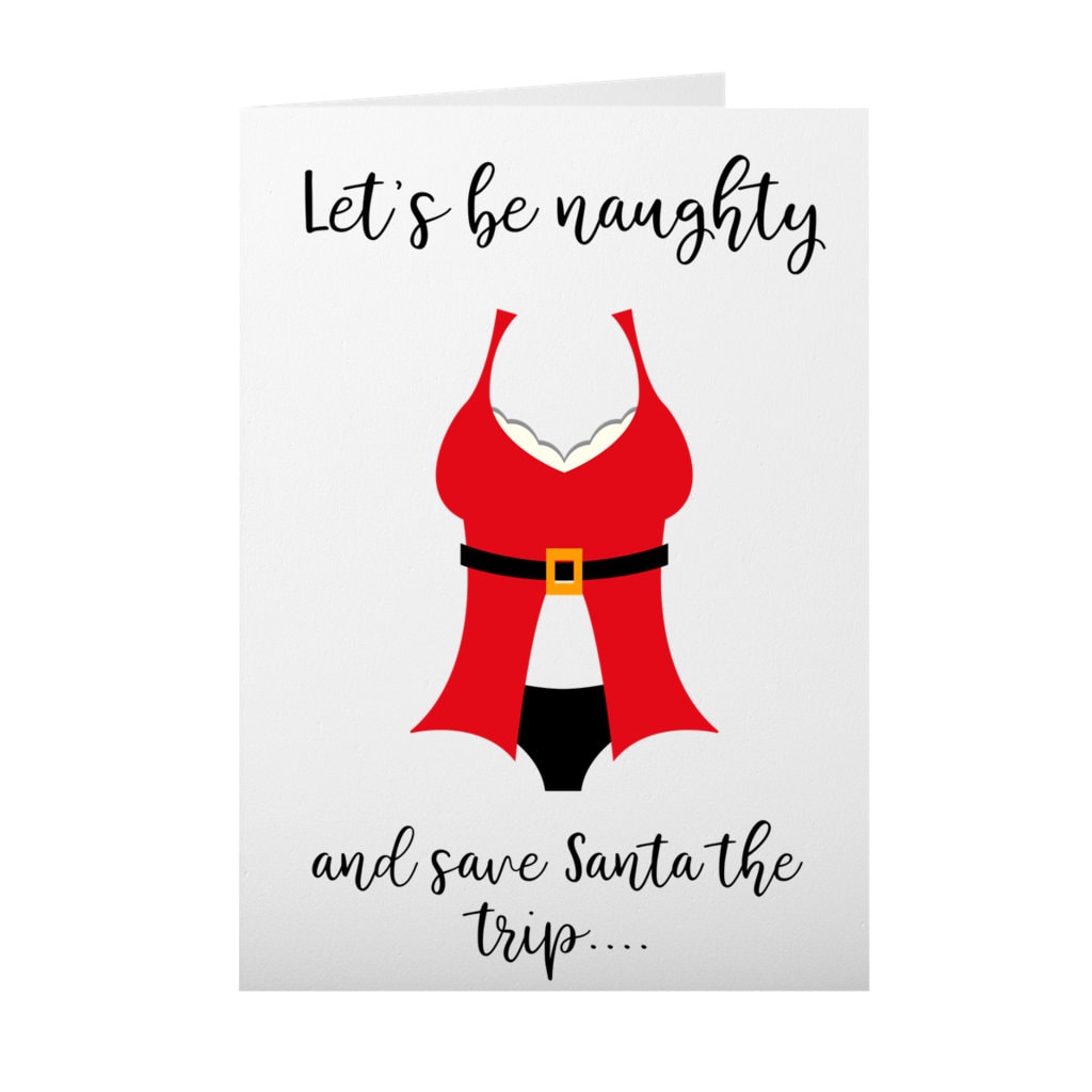 Adult Christmas Card Let's Be Naughty Holiday Card for - Etsy