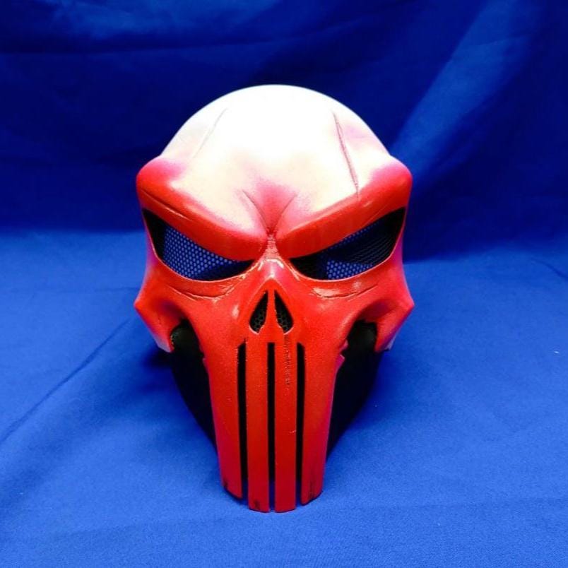 Bloody Punisher Mask – Hand-painted Superhero Face Mask for Cosplay ...