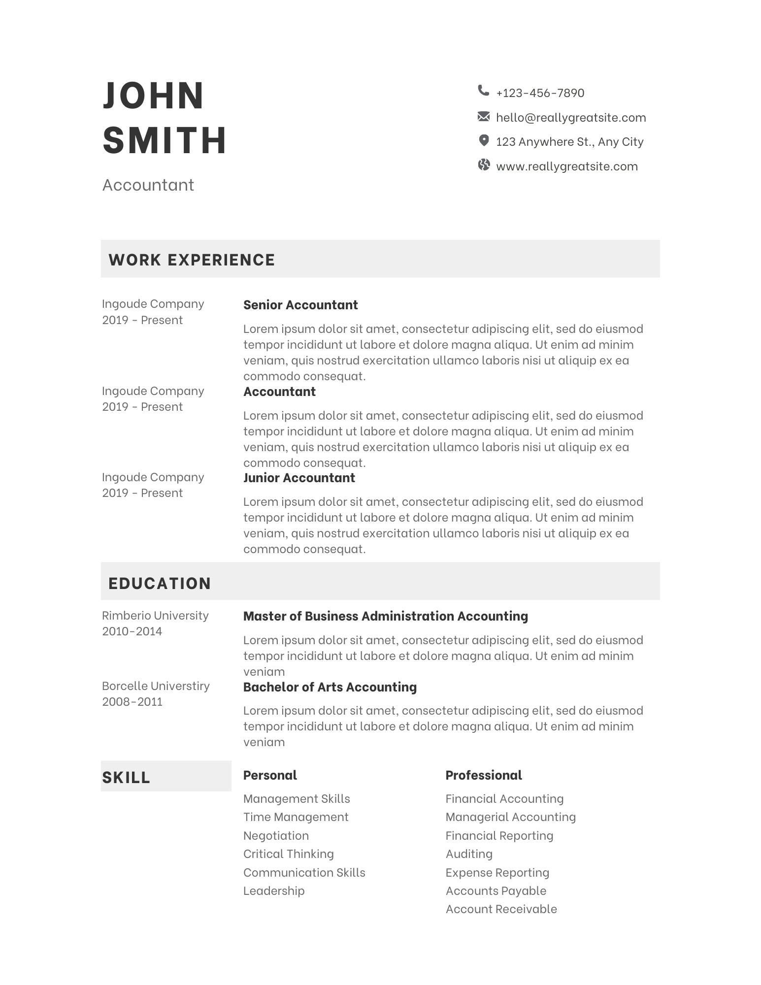 Black & White Minimalist Resume, Digital Resume Template, Simple CV ...