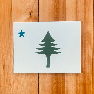 Original Maine Flag Hand-stamped Notecard - Etsy