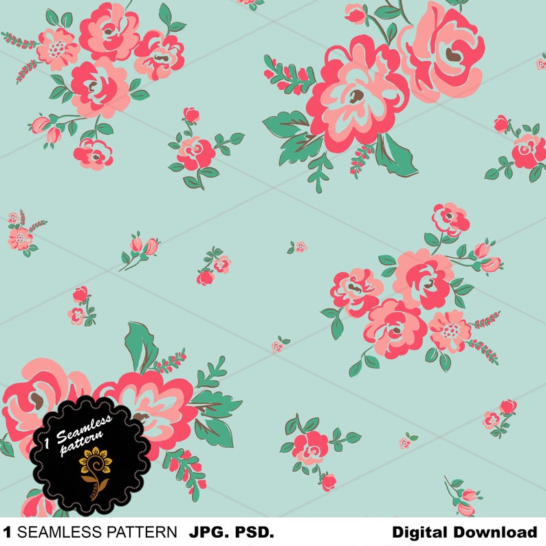 Tiny Roses Seamless Pattern, Flower Bouquet Seamless Background Pattern ...