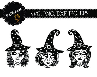 Halloween Cute Witches Digital Clipart Set - Etsy