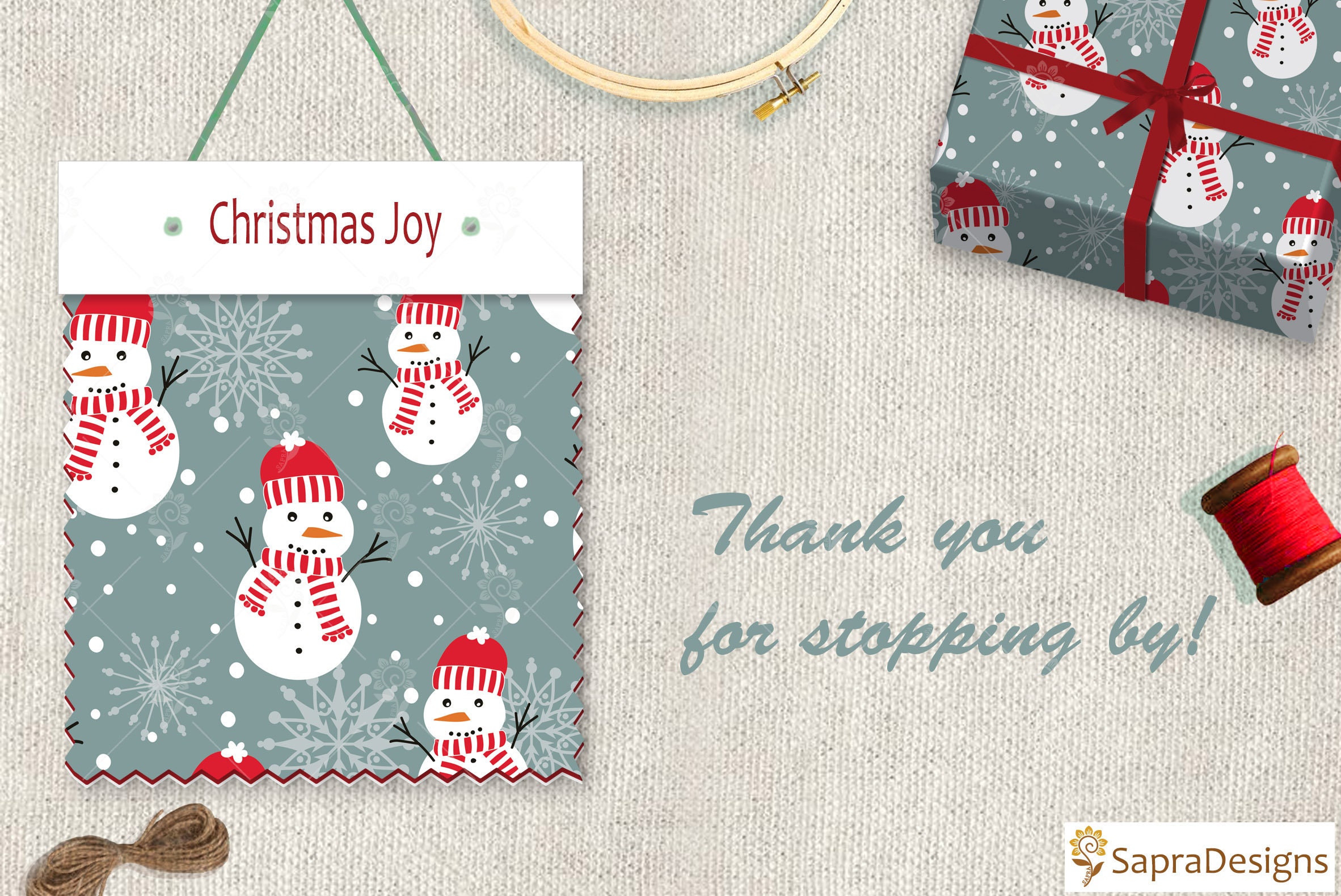 Christmas Seamless Pattern, Snowman Paper Design, Grey Background, Snow ...