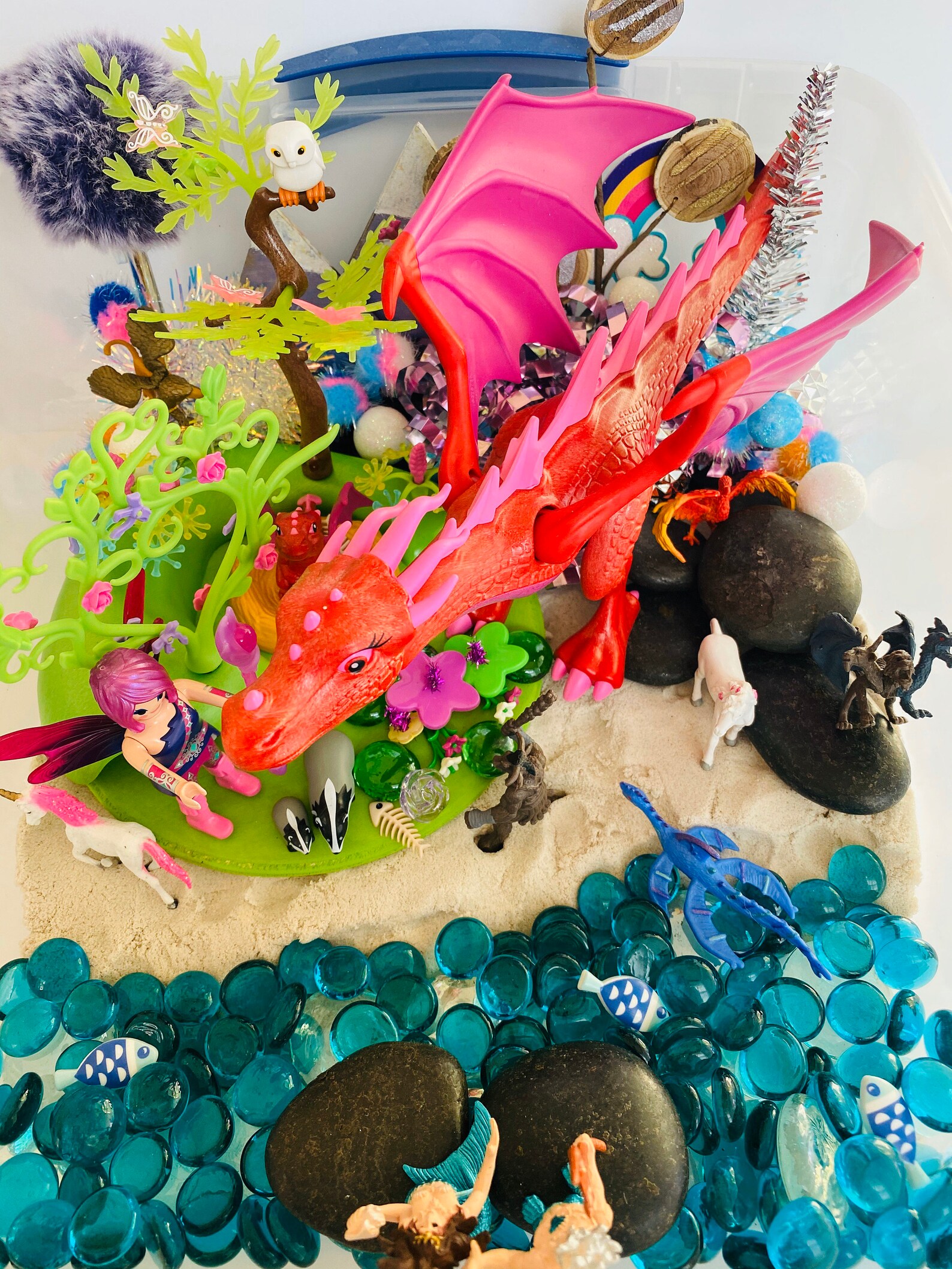 Believe Sensory Bin Dragon Play Set Fairy Toy Play Kit Kids Sensory Kit ...