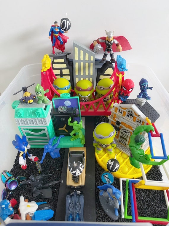 Superhero Sensory Bin 2.0 Play Kit Educational Toy Superhero Toy Kids Activity Kit Play Set Sensory Gift Montessori Toy Etsy