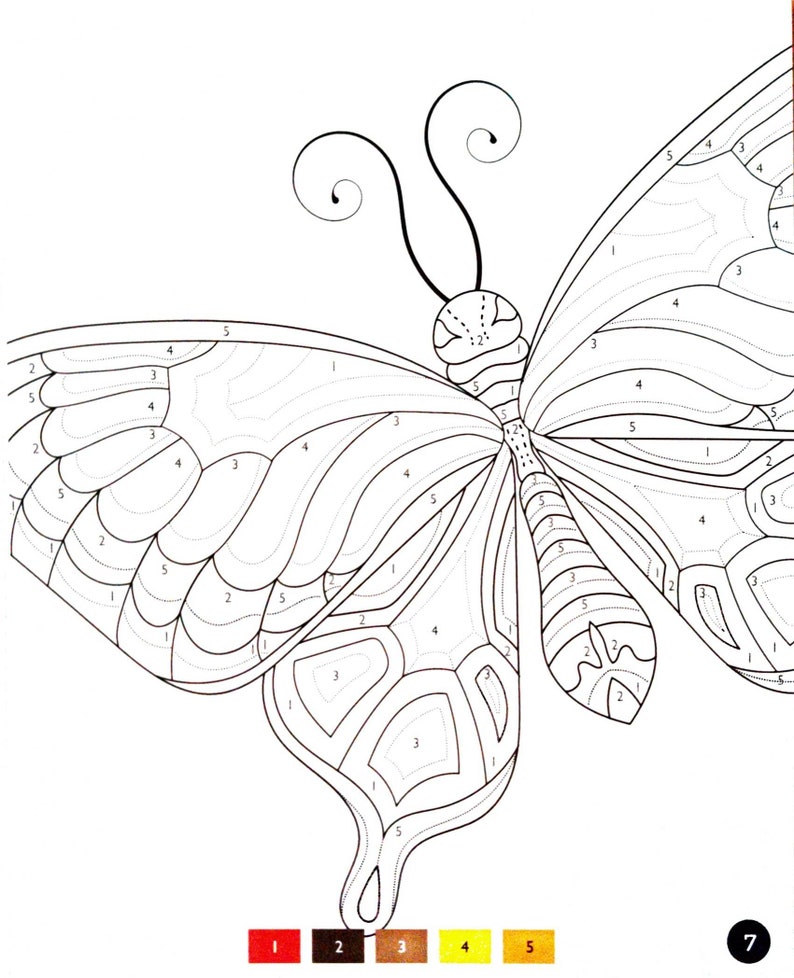 Color by Number Butterflies - Etsy