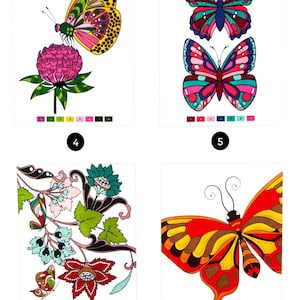Color by Number Butterflies - Etsy