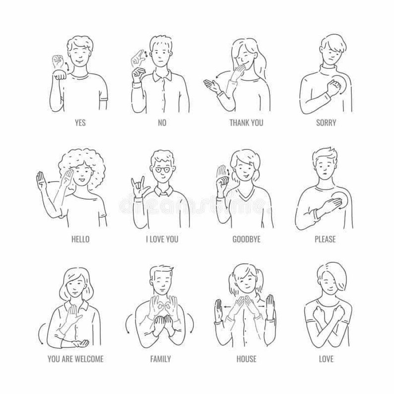 Sign Language Charts for English - Etsy