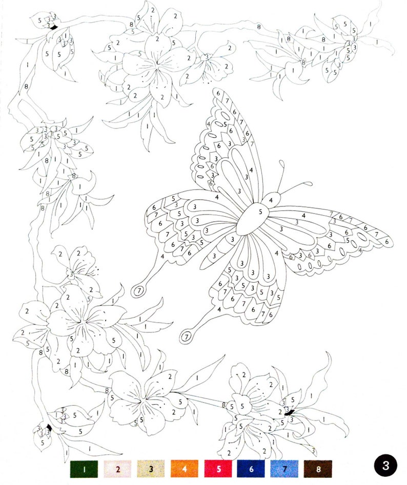 Color by Number Butterflies - Etsy