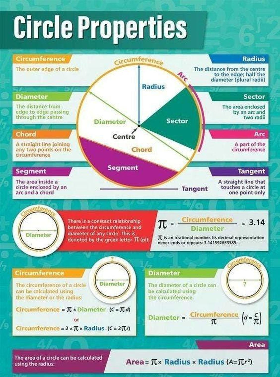 Circle Properties Chart: Homeschool Resource - Etsy