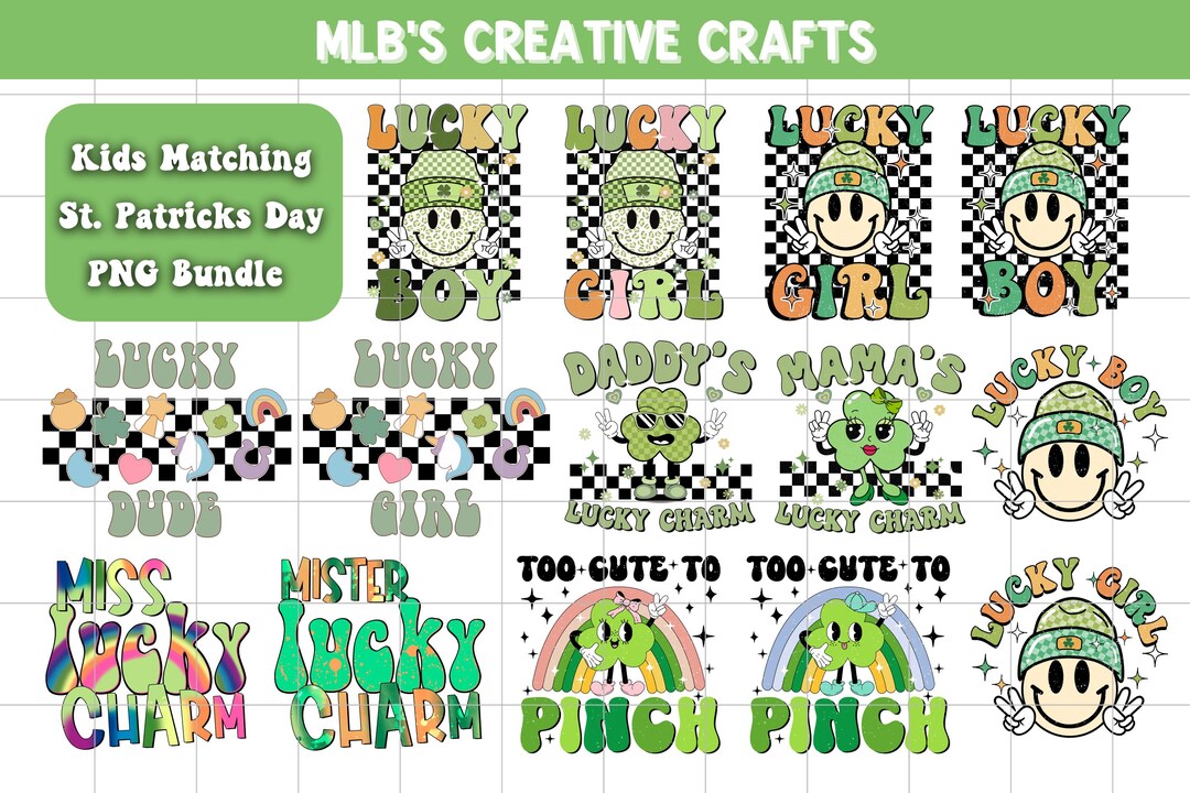 Kids Matching St Patrick Day PNG Bundle | Retro St Patricks PNG Bundle ...