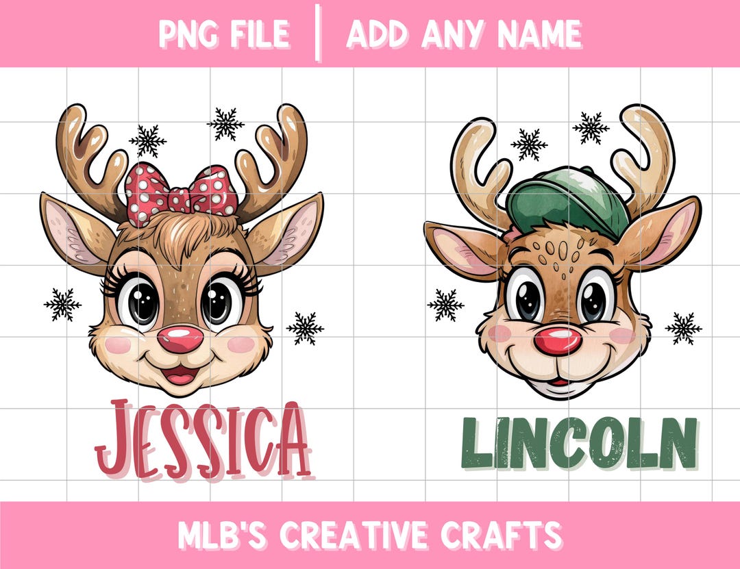 Personalized Reindeer PNG | Custom Reindeer Christmas With Kid Names ...