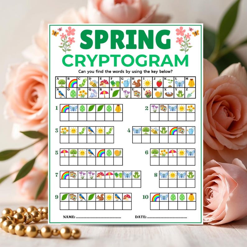 Spring Cryptogram Puzzle, Printable Spring Game for Kids & Adults ...