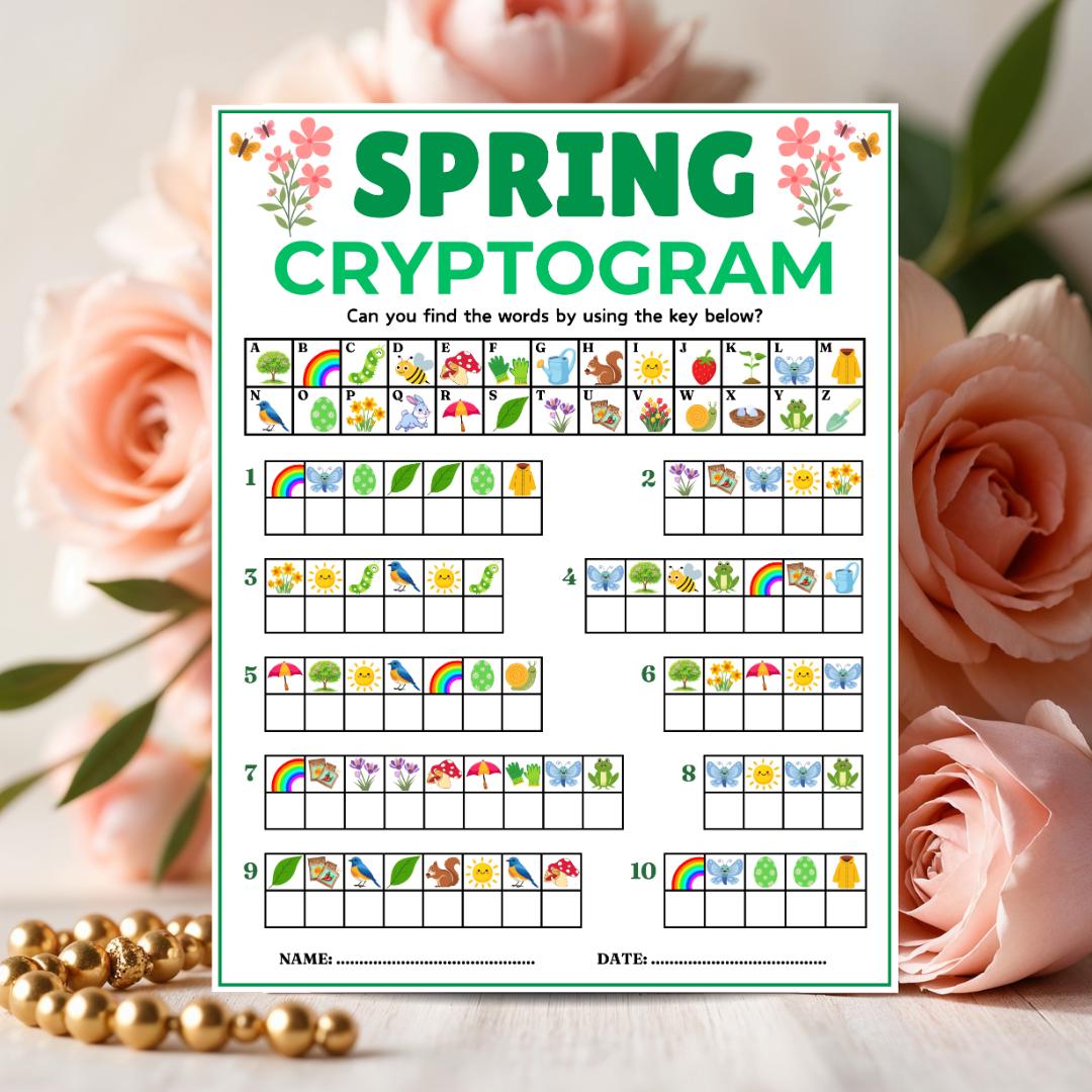 Spring Cryptogram Puzzle, Printable Spring Game for Kids & Adults ...