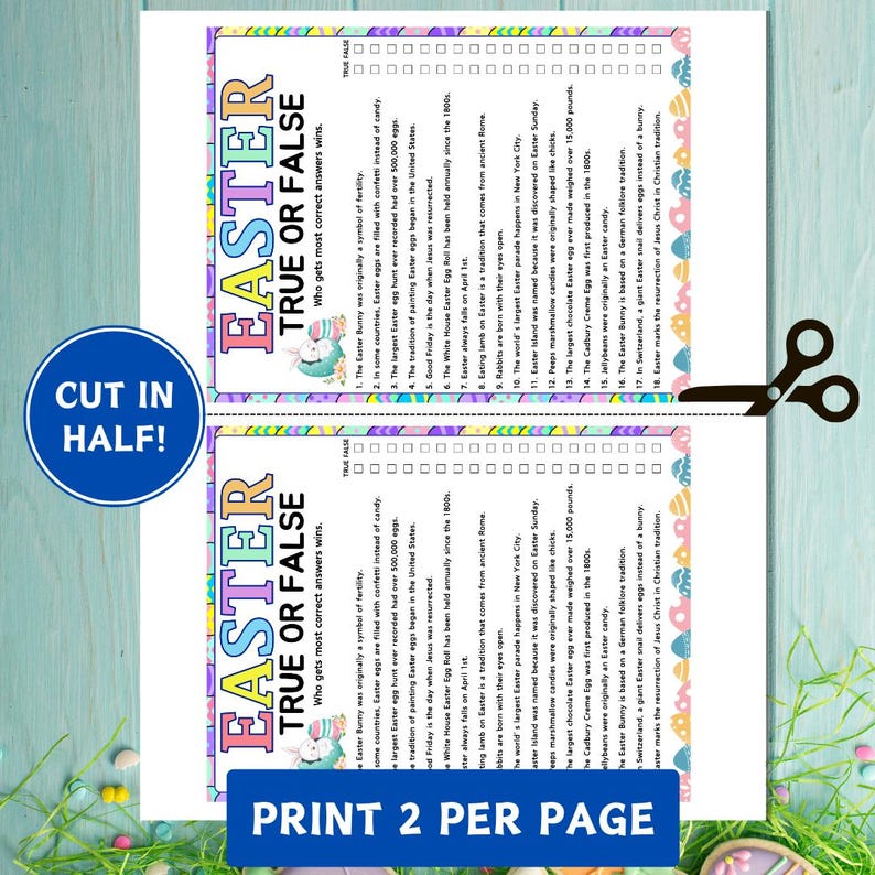 True or False Easter Game, True or False Game, Printable Easter Games ...