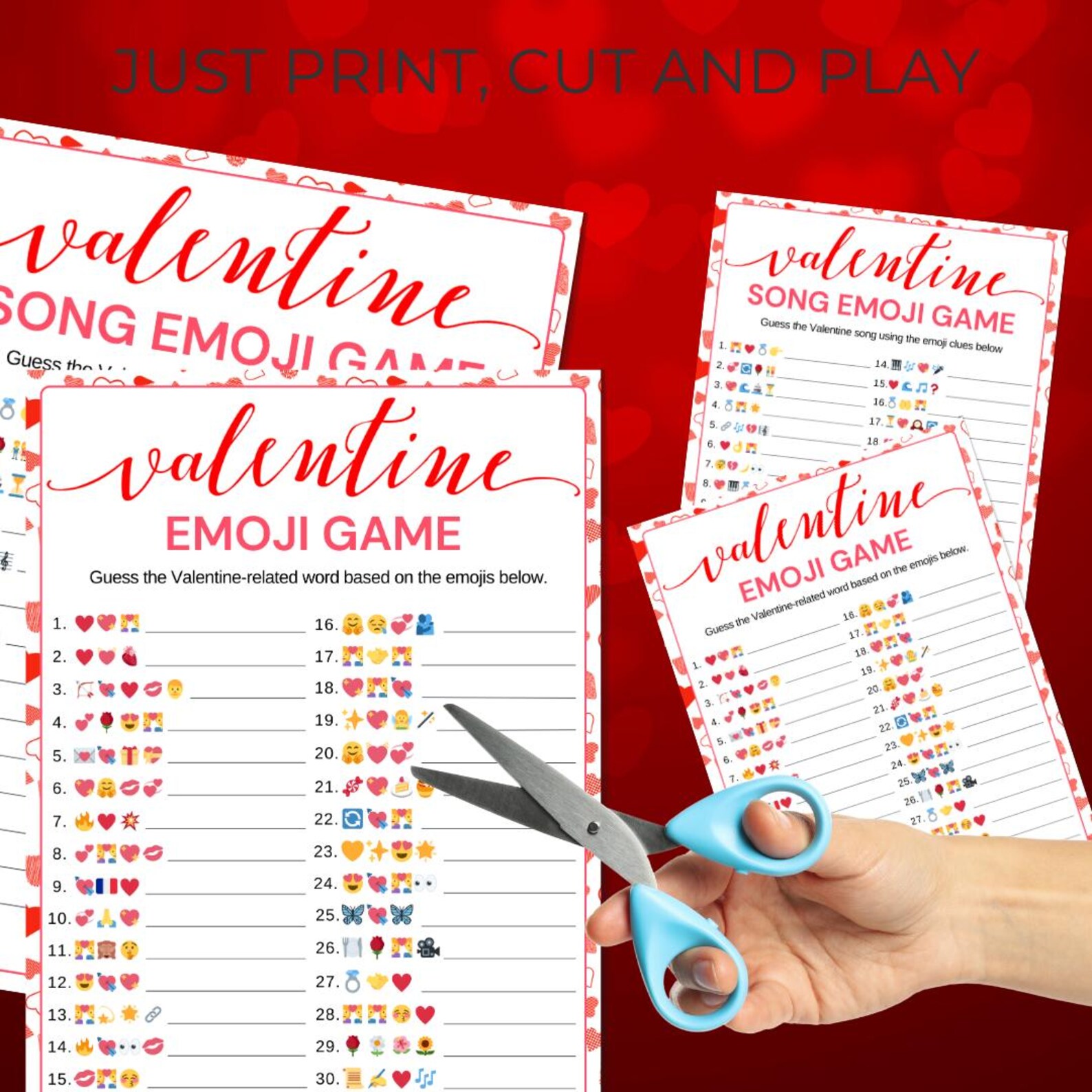Valentine's Day Emoji Pictionary Bundle, Valentines Emoji Bundle ...