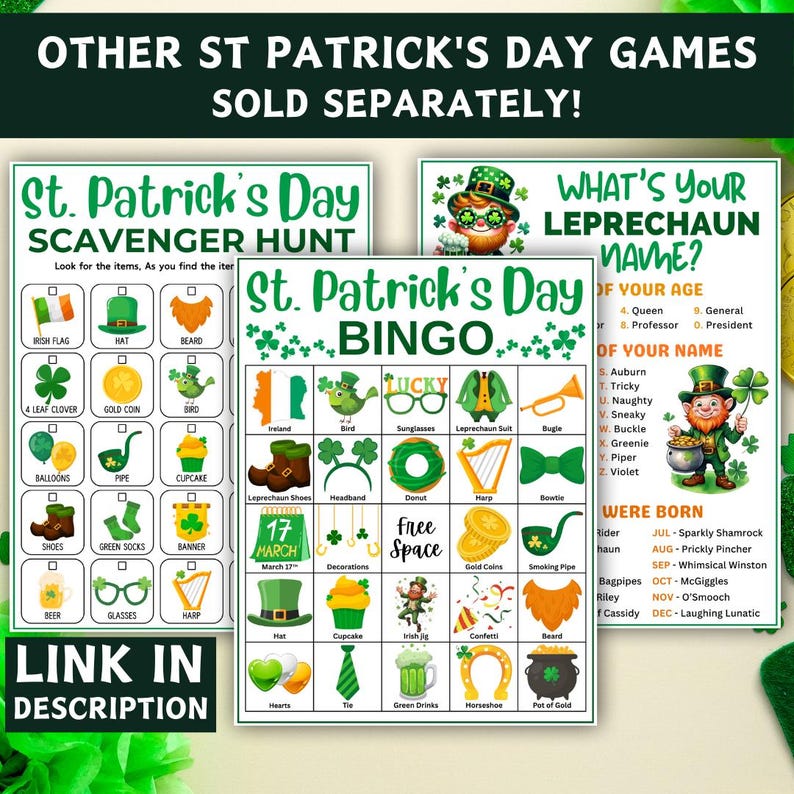 Printable St Patricks Day Roll and Color Game, St Patrick's Party Game ...