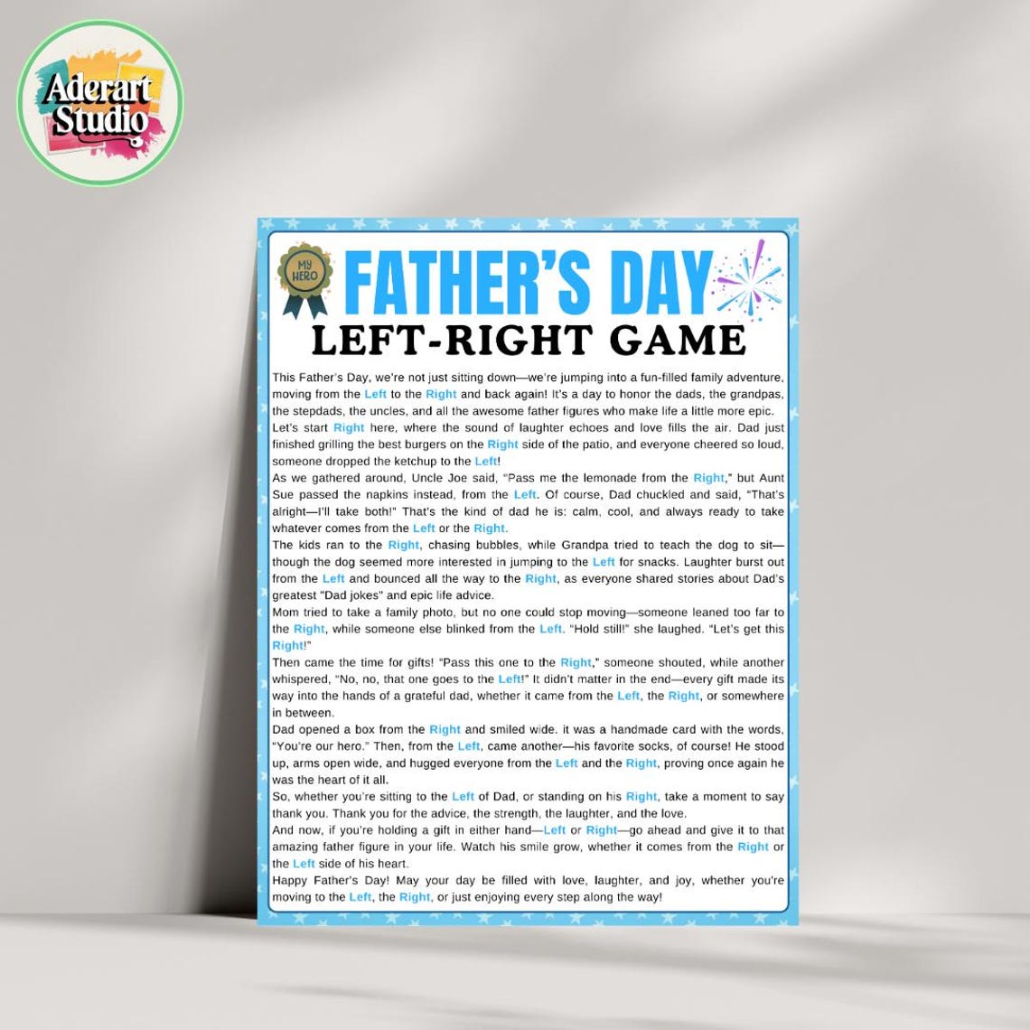 Left Right Father's Day Game, Pass the Prize Gift Exchange Game ...